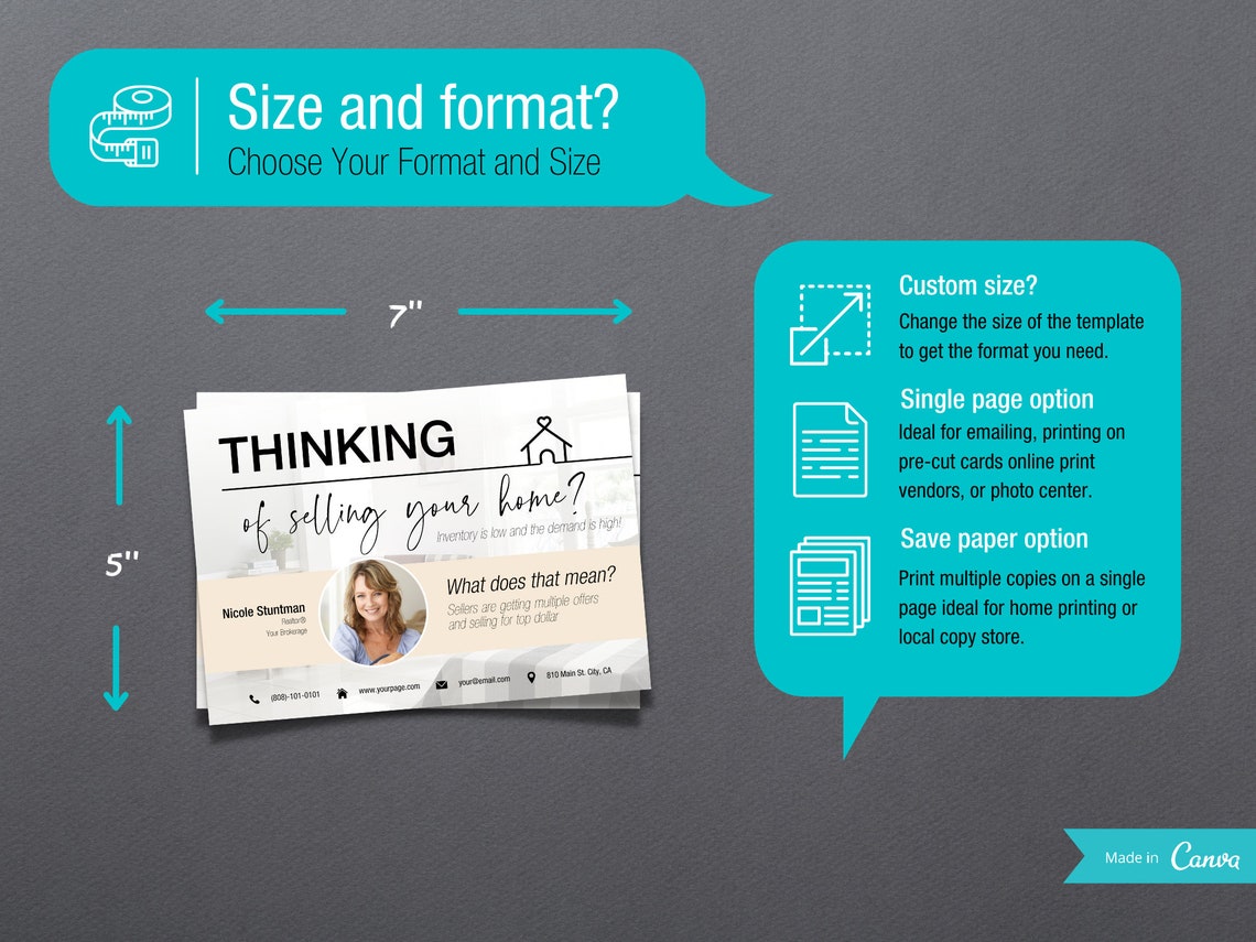 Thinking of Selling Home Postcard L Real Estate Postcard L Selling Home ...