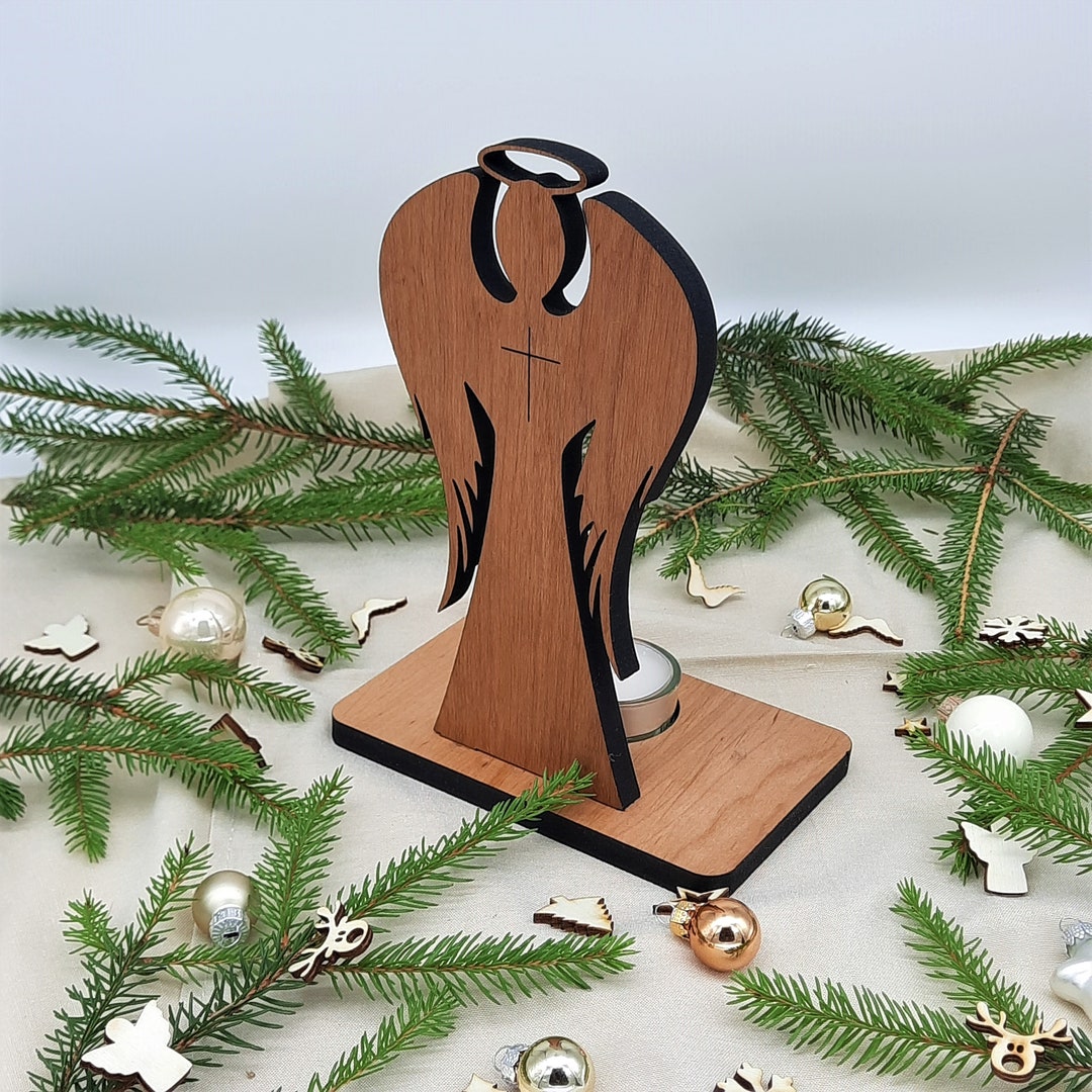 Weihnachtsengel aus Holz | Weihnachtsdekoration | Engel beleuchtet ...