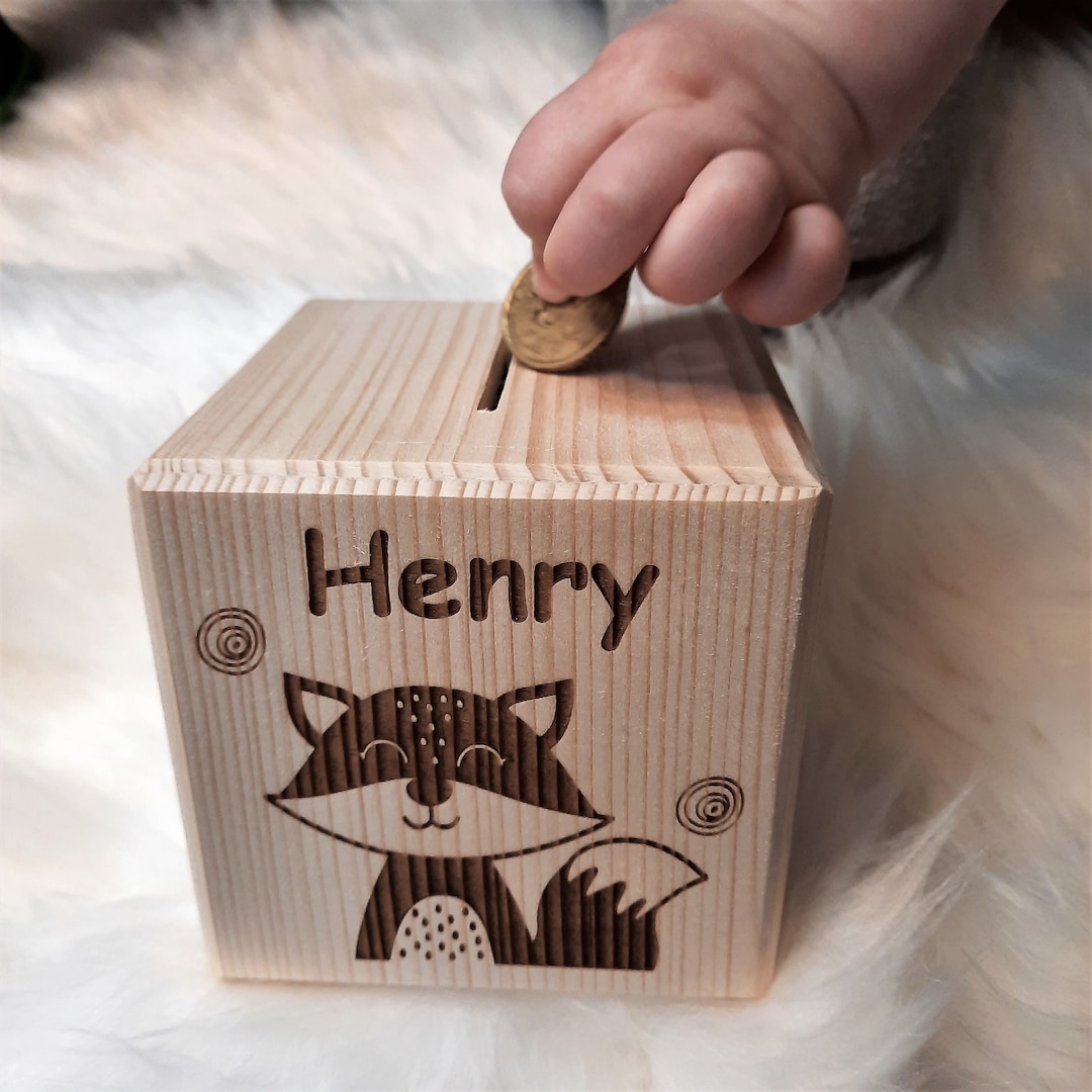 Personalized Wooden Money Boxes With Cute Animal Motifs | Gift for ...