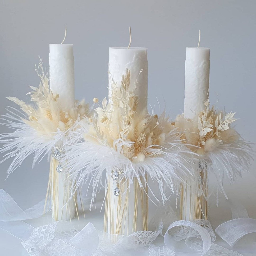 Unity Candle Ceremony Set, Lace Unity Candle Set, Luxury Unity Candle ...