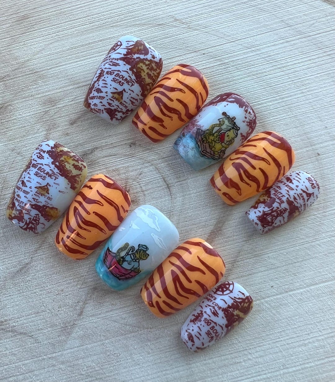 Tigger and Winnie the Pooh Sailing Inspired Press on Nails: Orange and ...