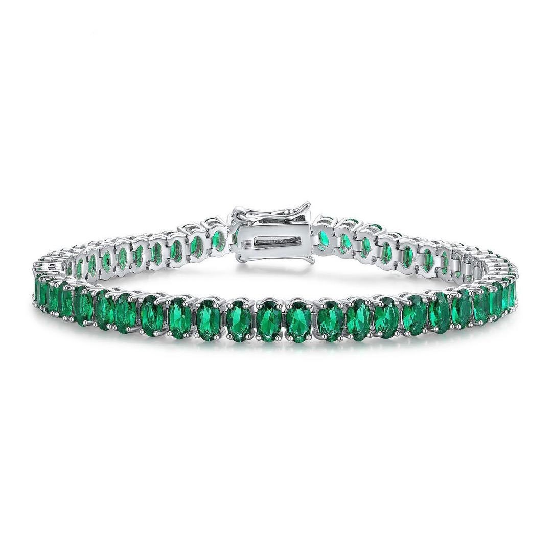 Green Oval Brilliant Cut Signity Diamond Tennis Bracelet for Women ...