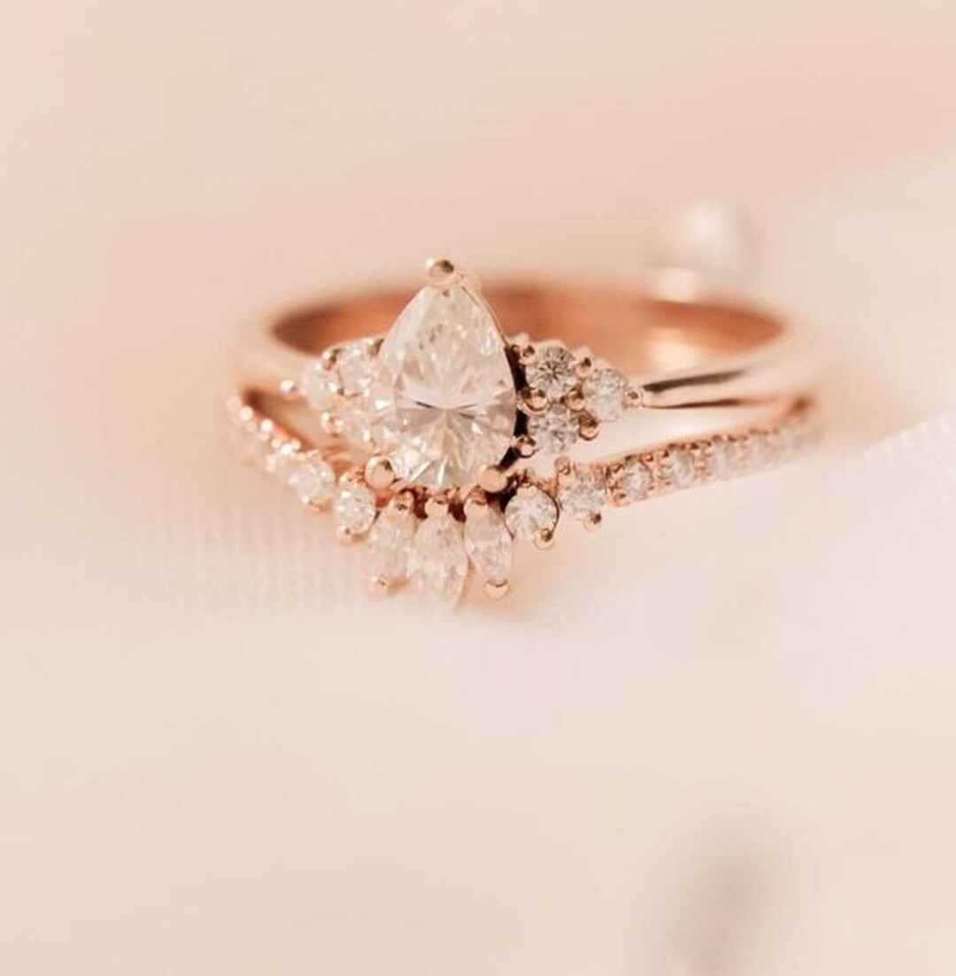 Beautiful White Pear Cut CZ Diamond Best Wedding and - Etsy