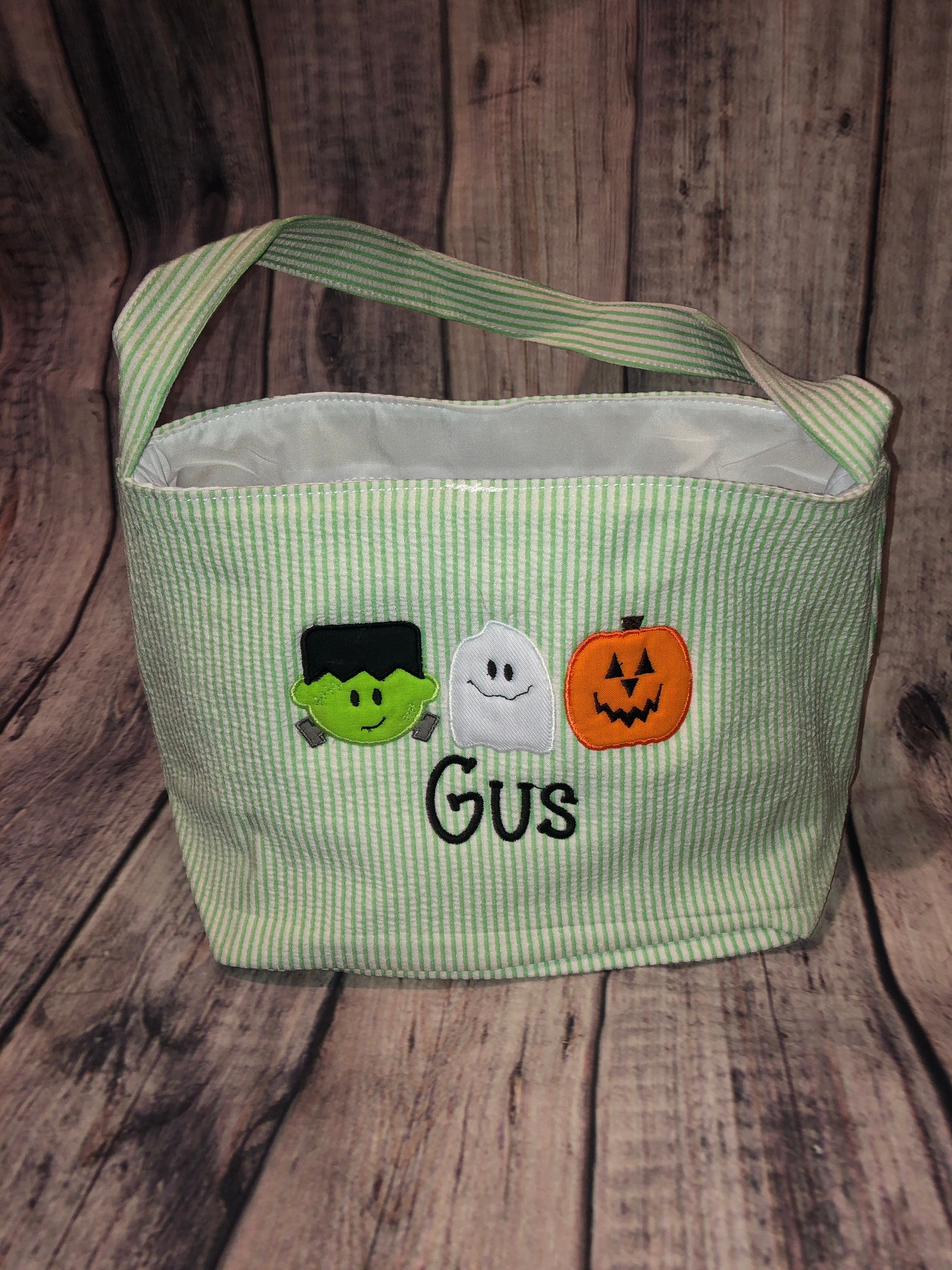 Personalized Halloween Basket With Monster Ghost Pumpkin Trio | Etsy