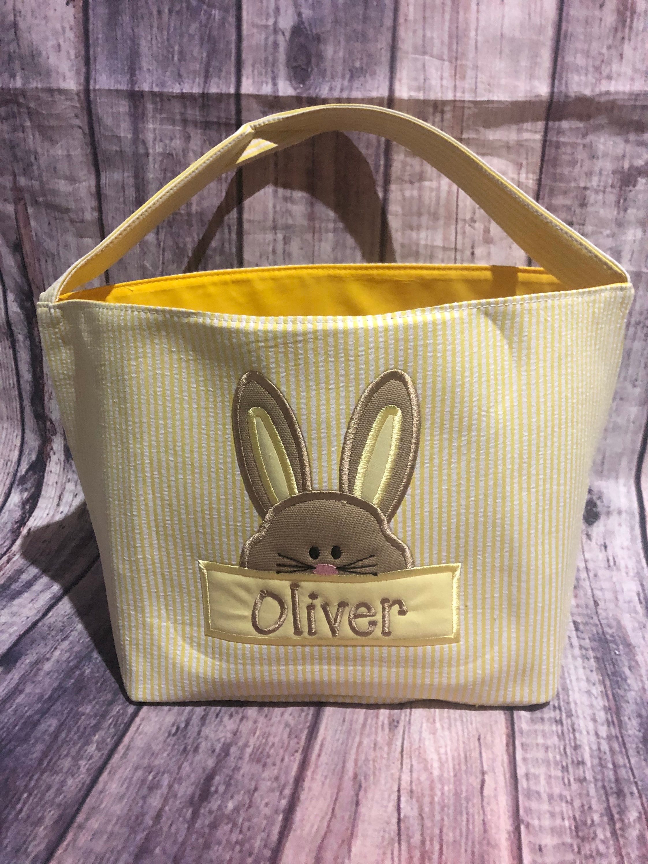 Personalized Easter Basket With Bunny and Name - Etsy