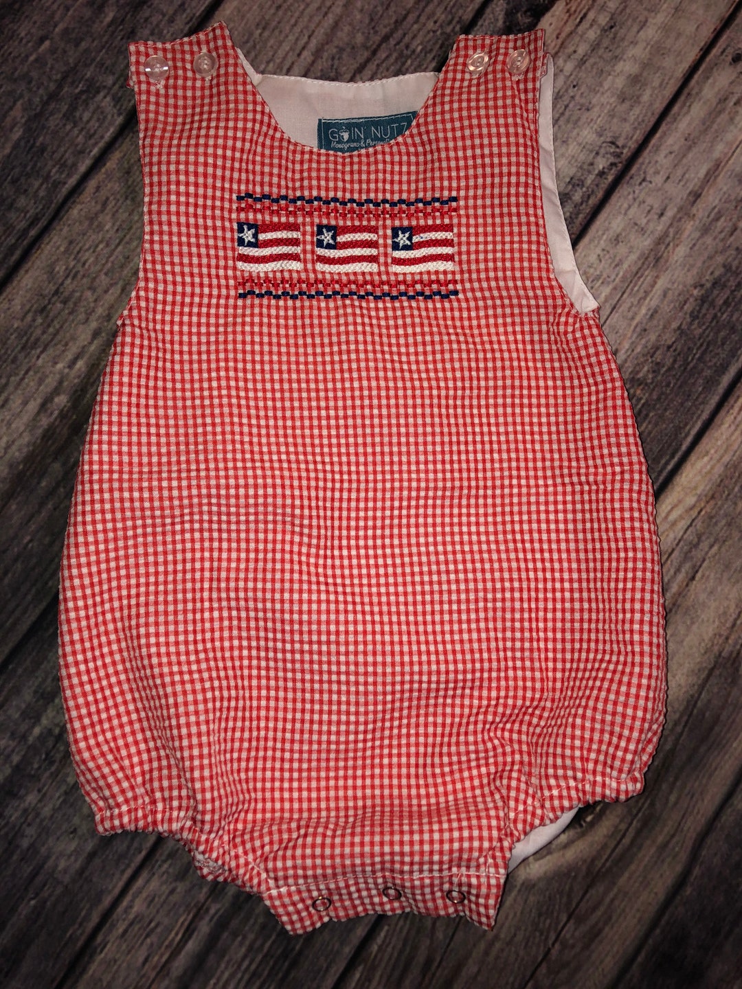 Patriotic Baby Boy Red Seersucker Bubble With Flags - Etsy