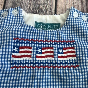 Baby Boy Blue Seersucker Patriotic/flags Bubble - Etsy