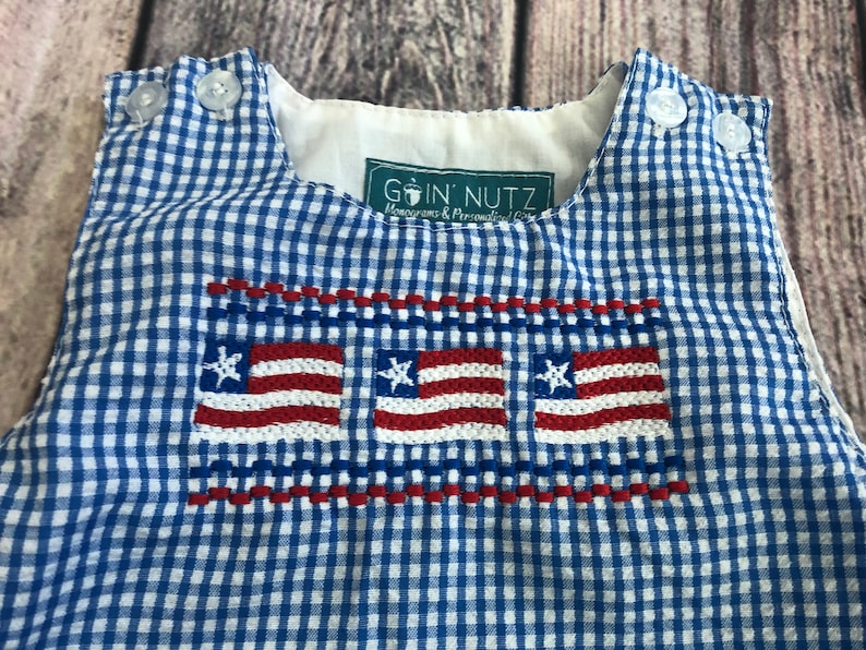 Baby Boy Blue Seersucker Patriotic/flags Bubble - Etsy