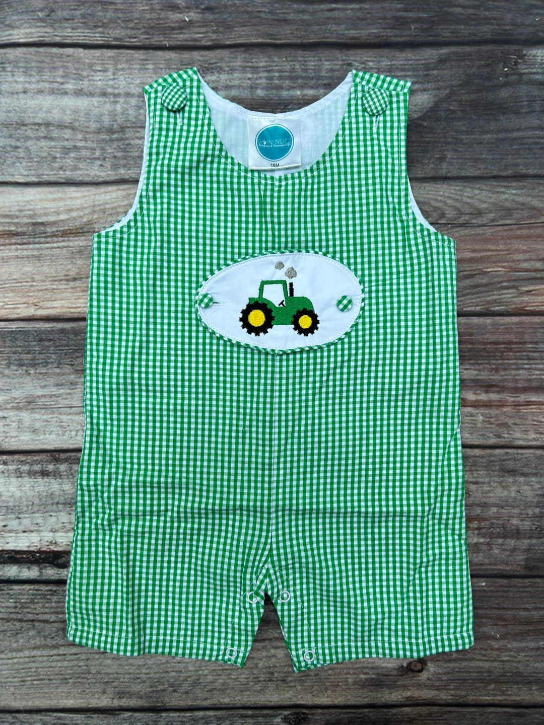 Green Gingham Jon Jon Button Front Tab - Etsy