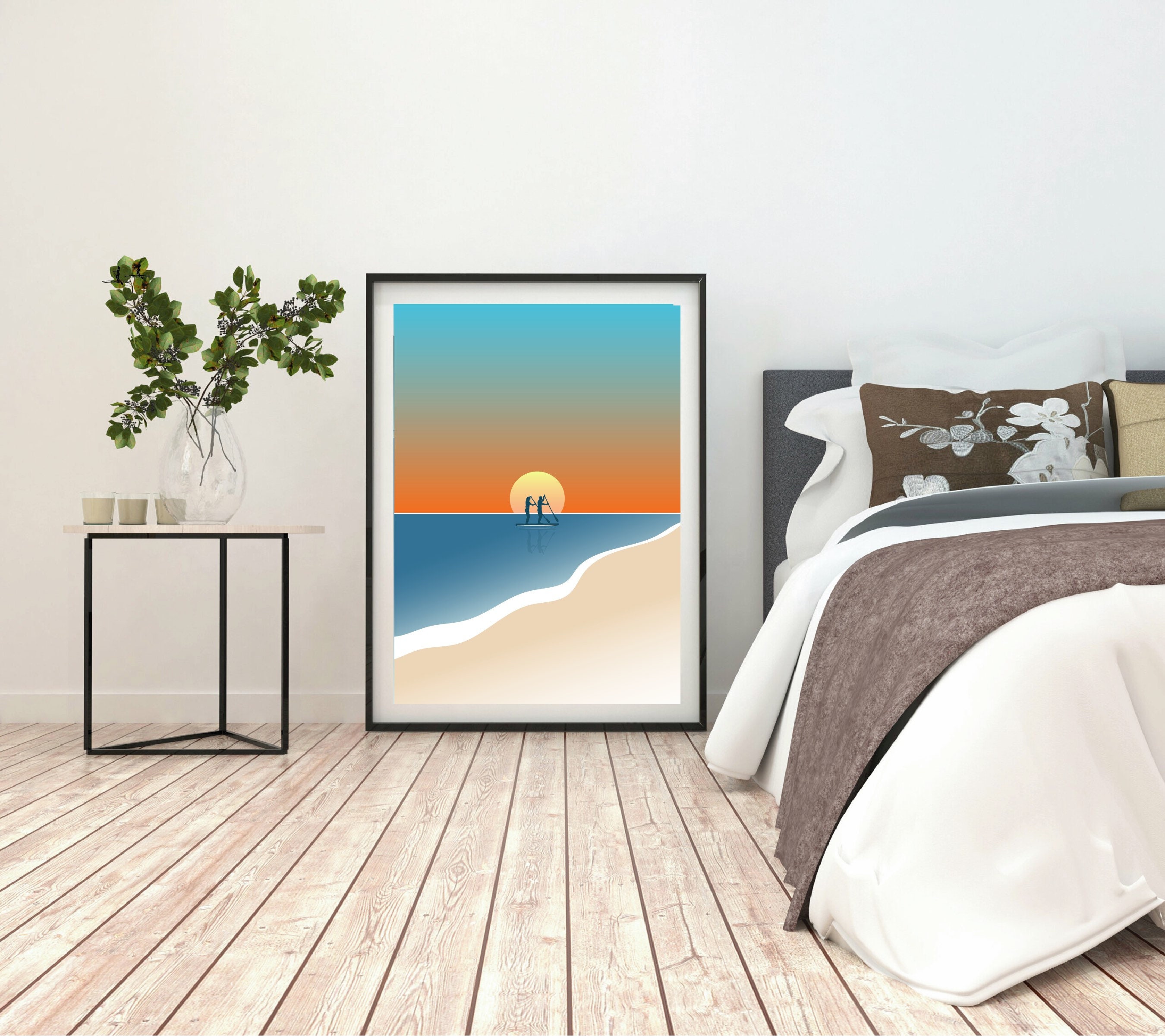 Printable Paddle Boarding Couple Art Print Downloadable Art Paddle ...