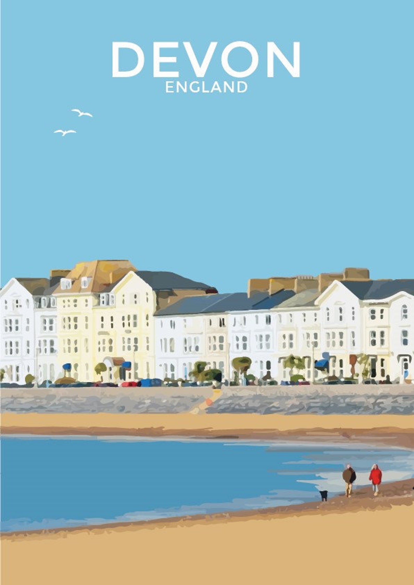Devon Art Print Travel Poster Gift Nautical Seaside | Etsy