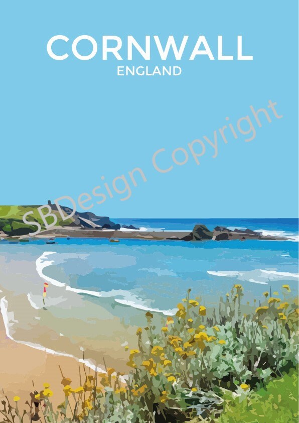 Cornwall | Art Print | Travel Poster | Gift | Nautical | Seaside ...