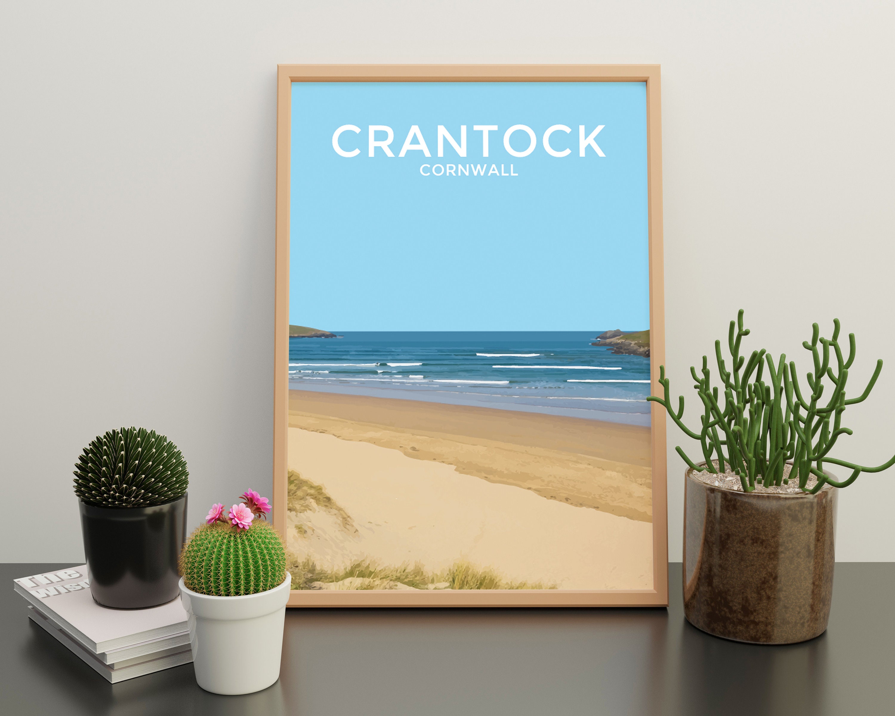 Crantock Bay Art Print Cornwall Travel Poster Nautical - Etsy