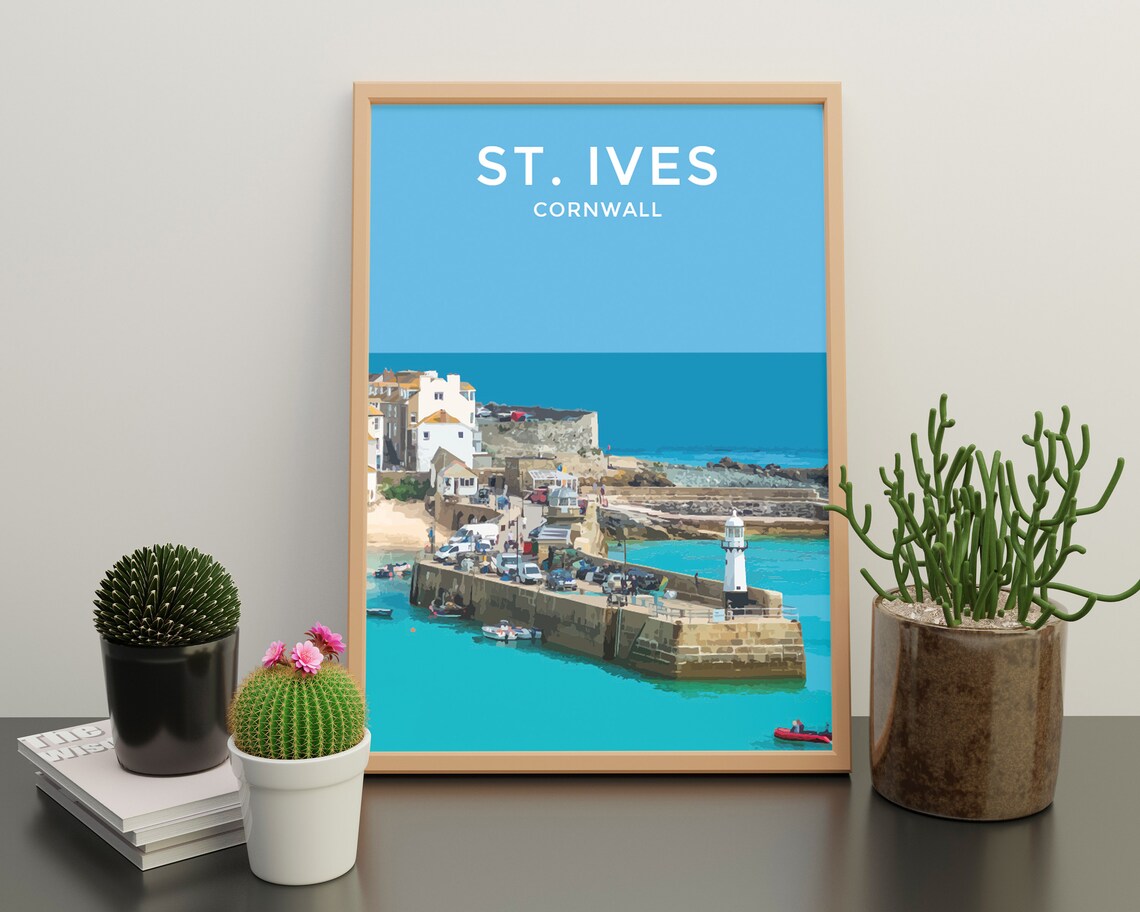 St Ives Cornwall Art Print Travel Poster Gift Nautical Seaside Coastal ...