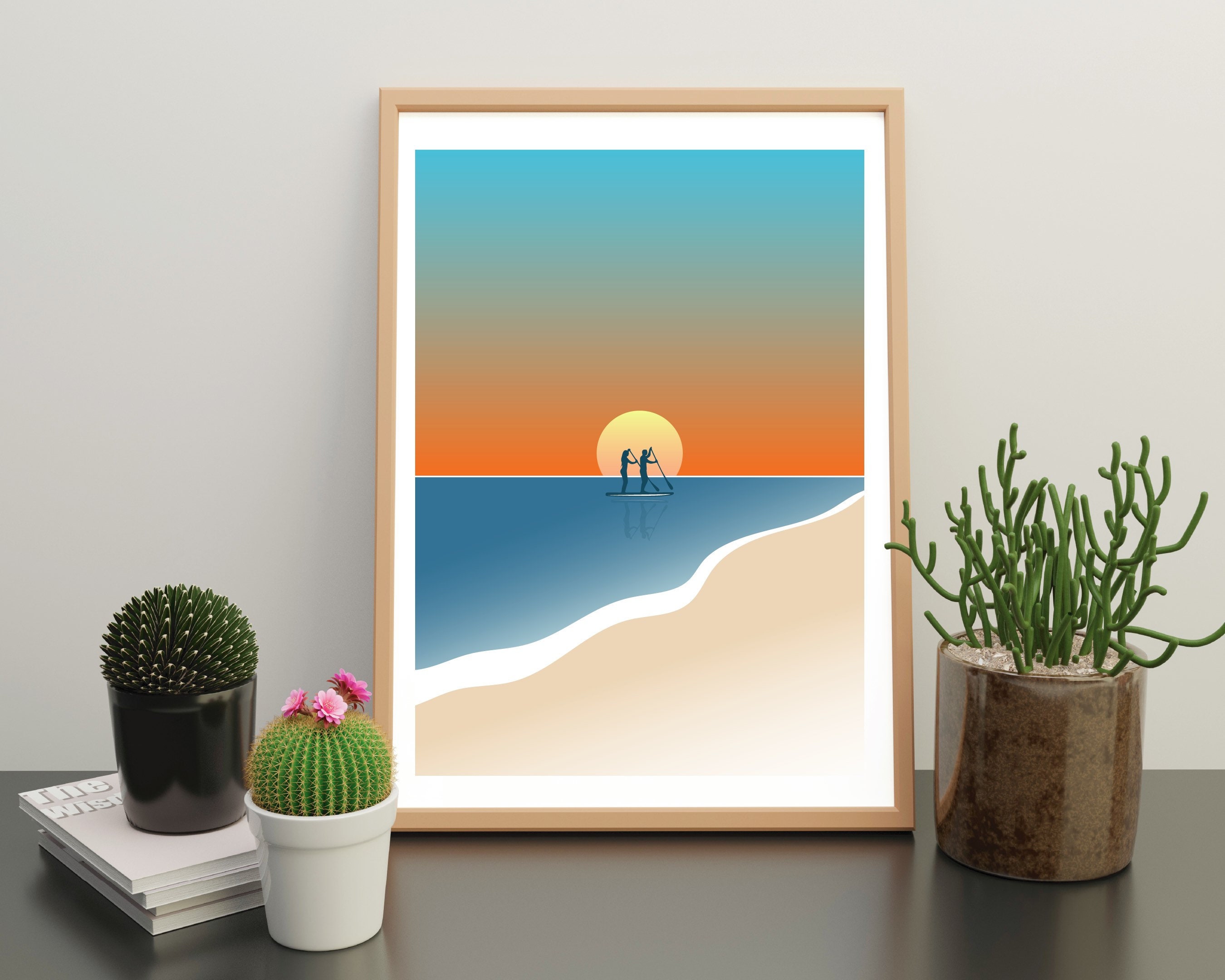 Printable Paddle Boarding Couple Art Print Downloadable Art Paddle ...