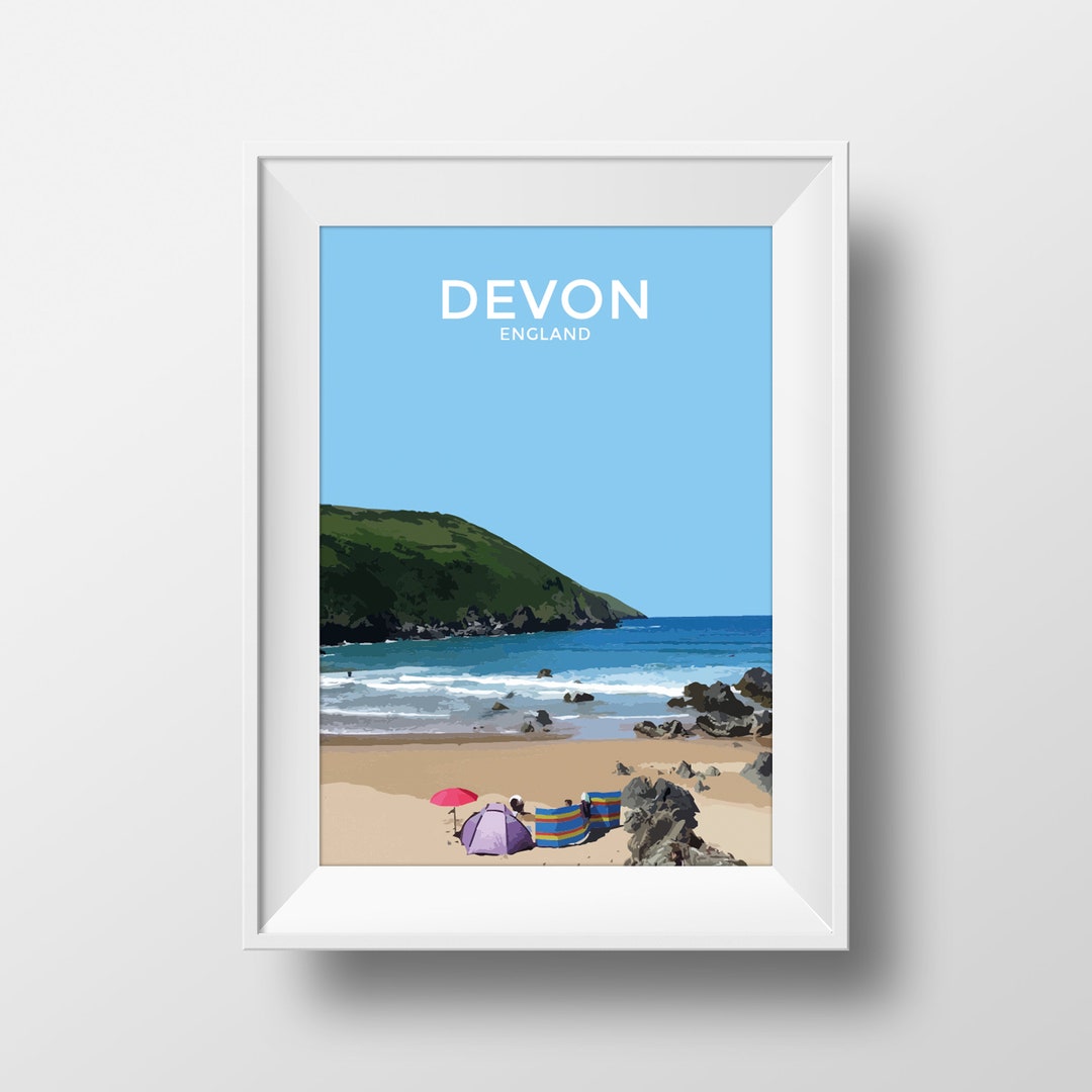 Devon Art Print | Devon Travel Poster | Gift | Nautical | England ...