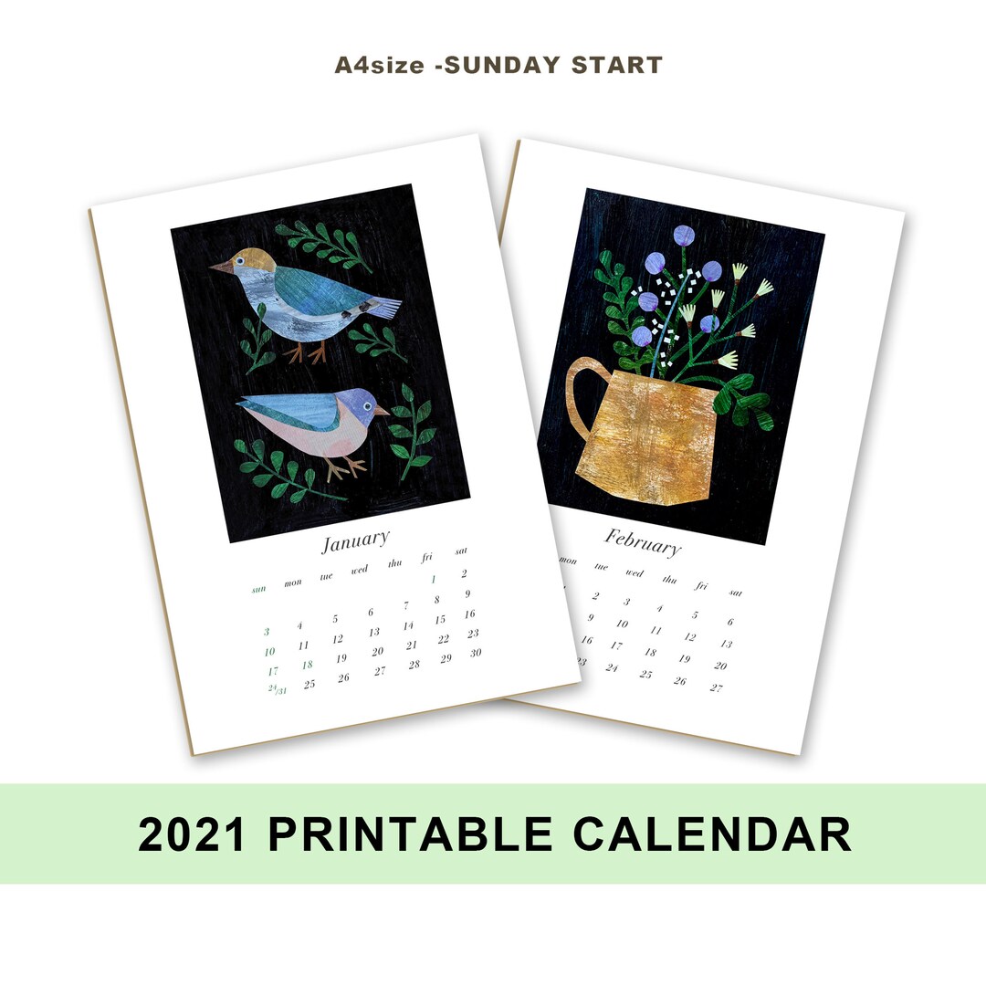 2021 Calendar, Printable Calendar, Wall Calendar, Digital Calendar 2021 ...
