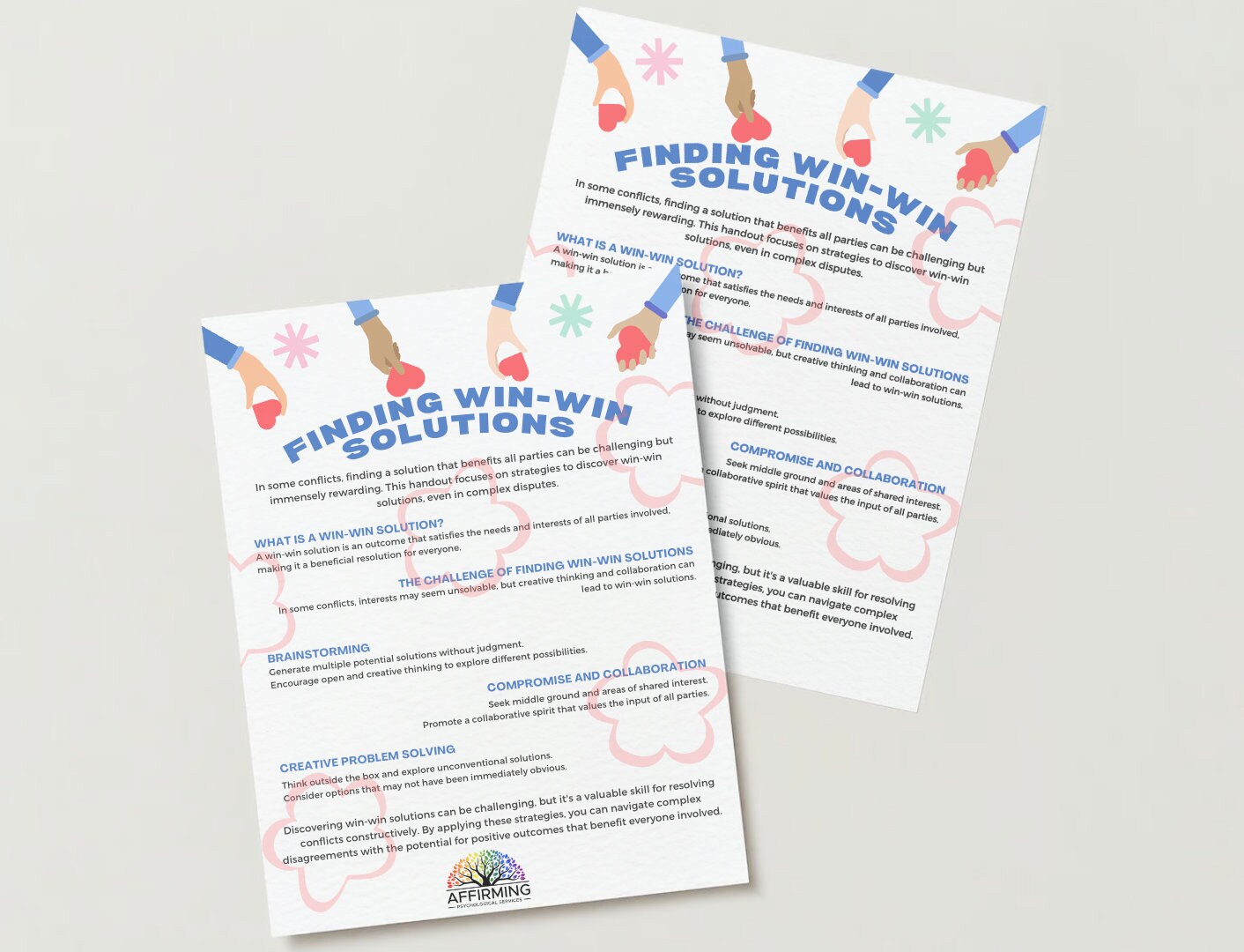 3 Conflict Resolution Therapy Handouts (printable) - Etsy