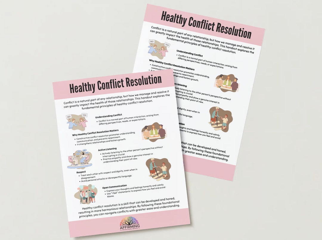 3 Conflict Resolution Therapy Handouts (printable) - Etsy