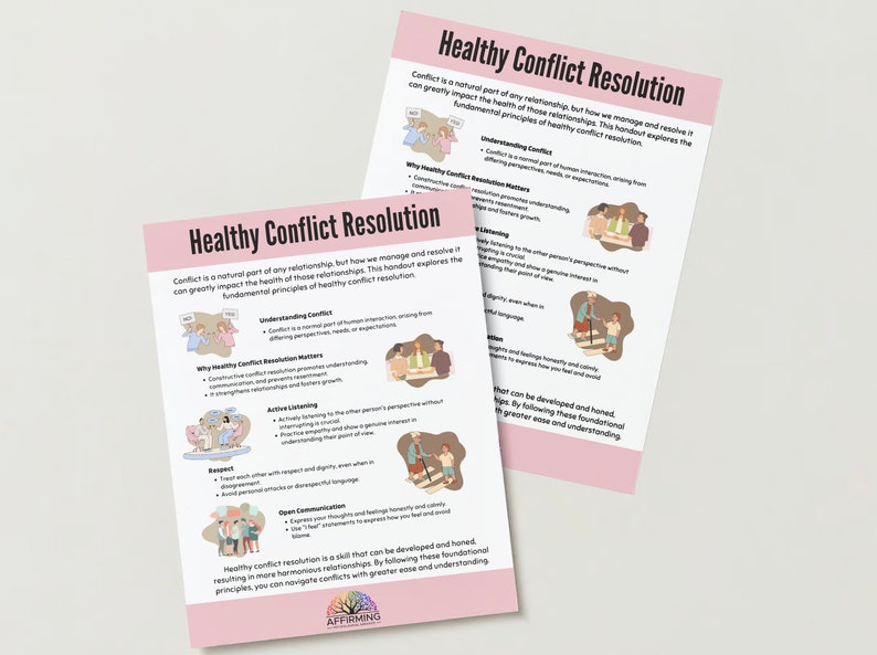 3 Conflict Resolution Therapy Handouts (printable) - Etsy