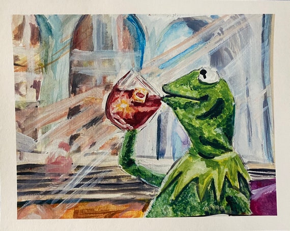 Kermit Sips Tea Print - Etsy