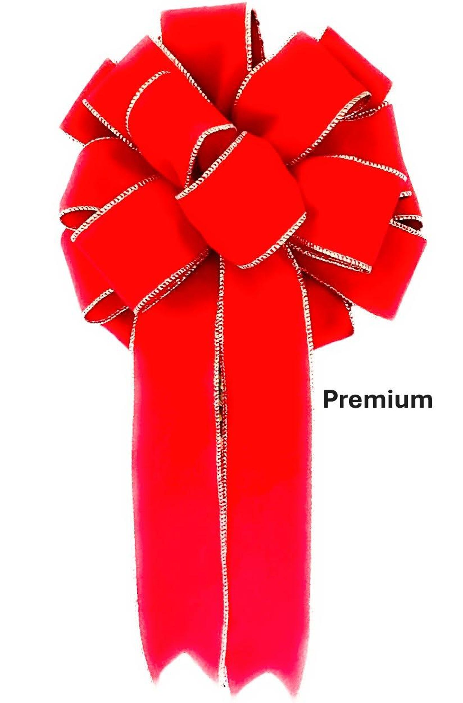 Large Handmade Christmas Bow Various Sizes, Red Velvet With Gold Edge ...
