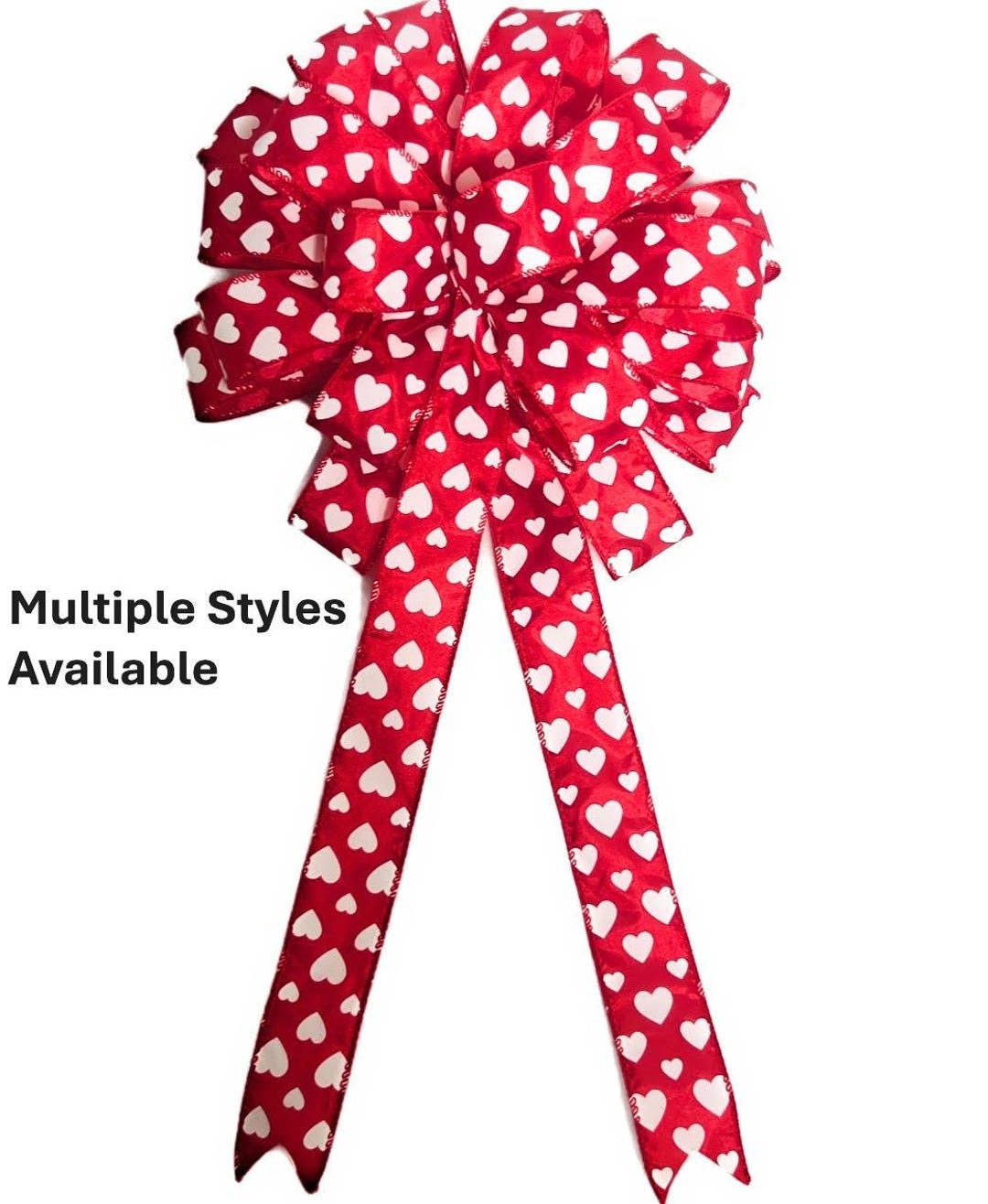 Large Handmade Valentines Bow, Heart Pattern Bow for Wreath, Red Gift ...