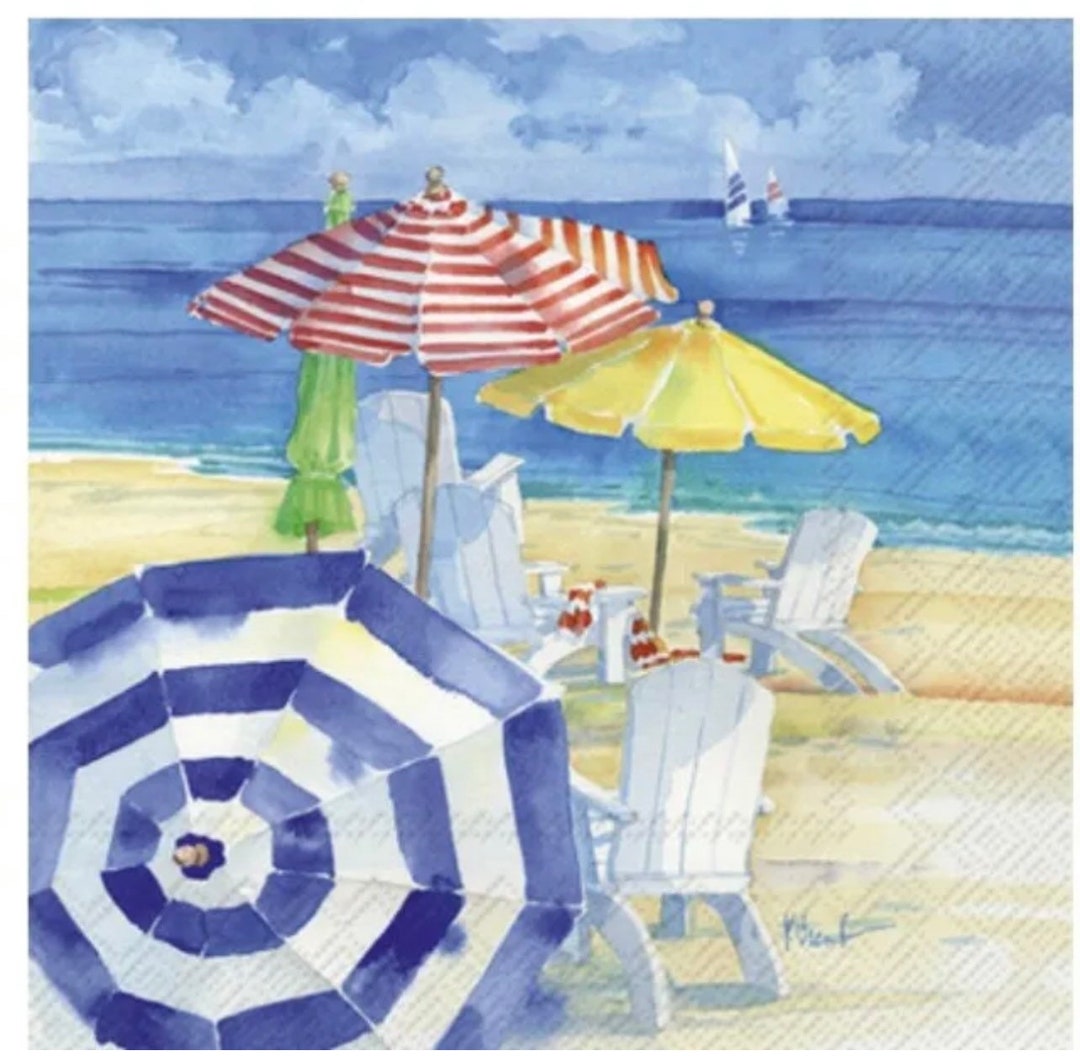 Beach Napkins, Surfside Napkins, Summer Decoupage Napkins, Napkins for ...