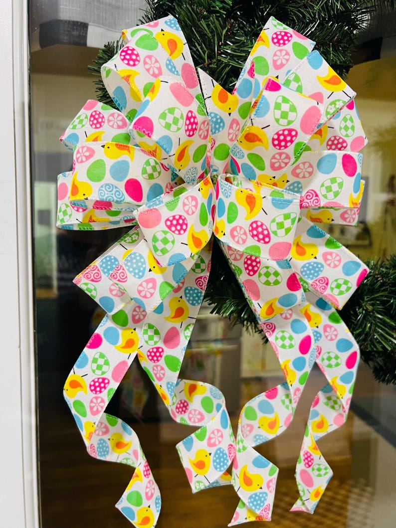 Handmade Spring Easter Egg Pattern Basket Bow or Wreath Decor - Etsy