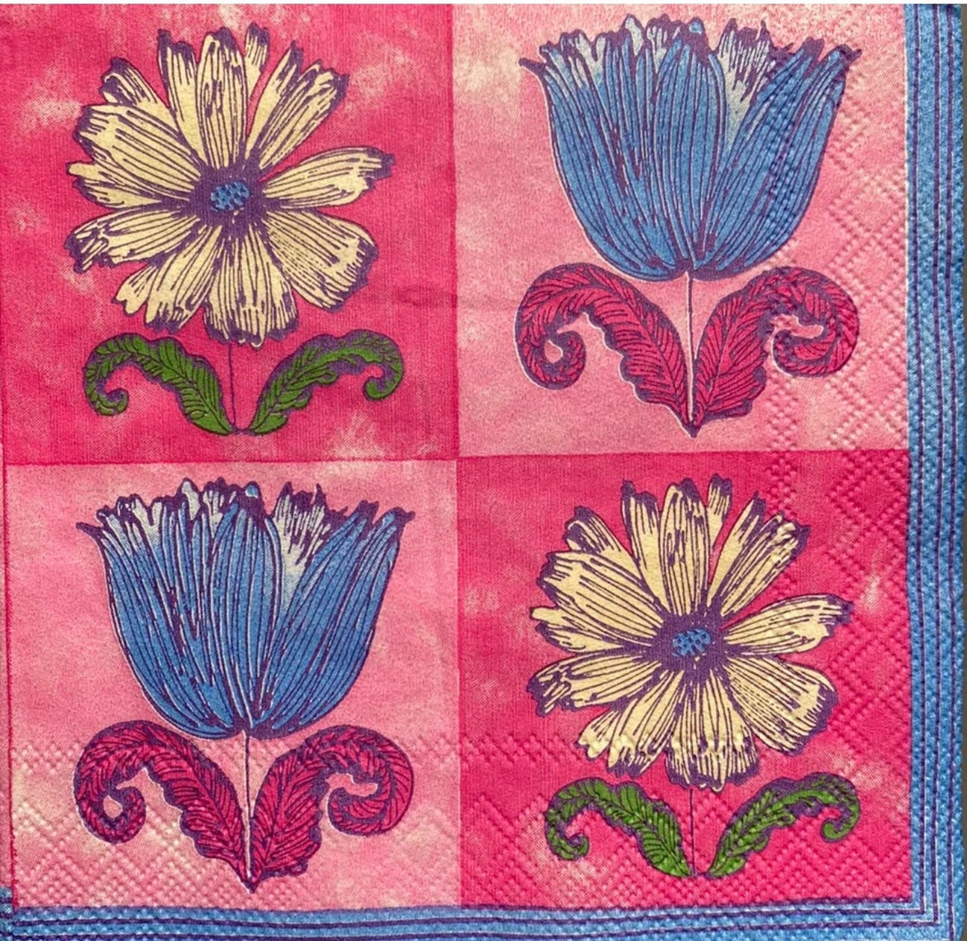 Spring Flower Napkins, Pink Floral Napkins, Easter Decoupage Napkins ...
