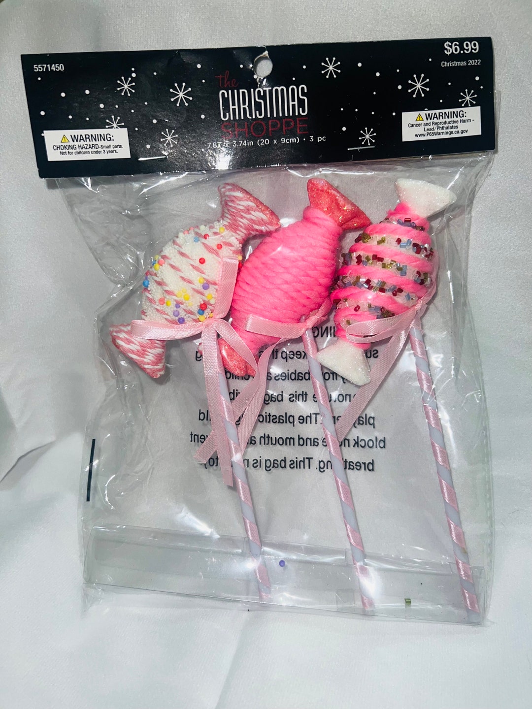 3 Piece Christmas Faux Candies, Faux Lollipops, Candy Wreath ...
