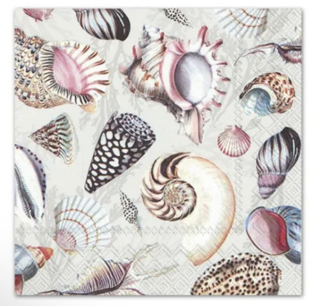 Seashell Napkins, Coastal Napkins, Summer Decoupage Napkins, Napkins ...