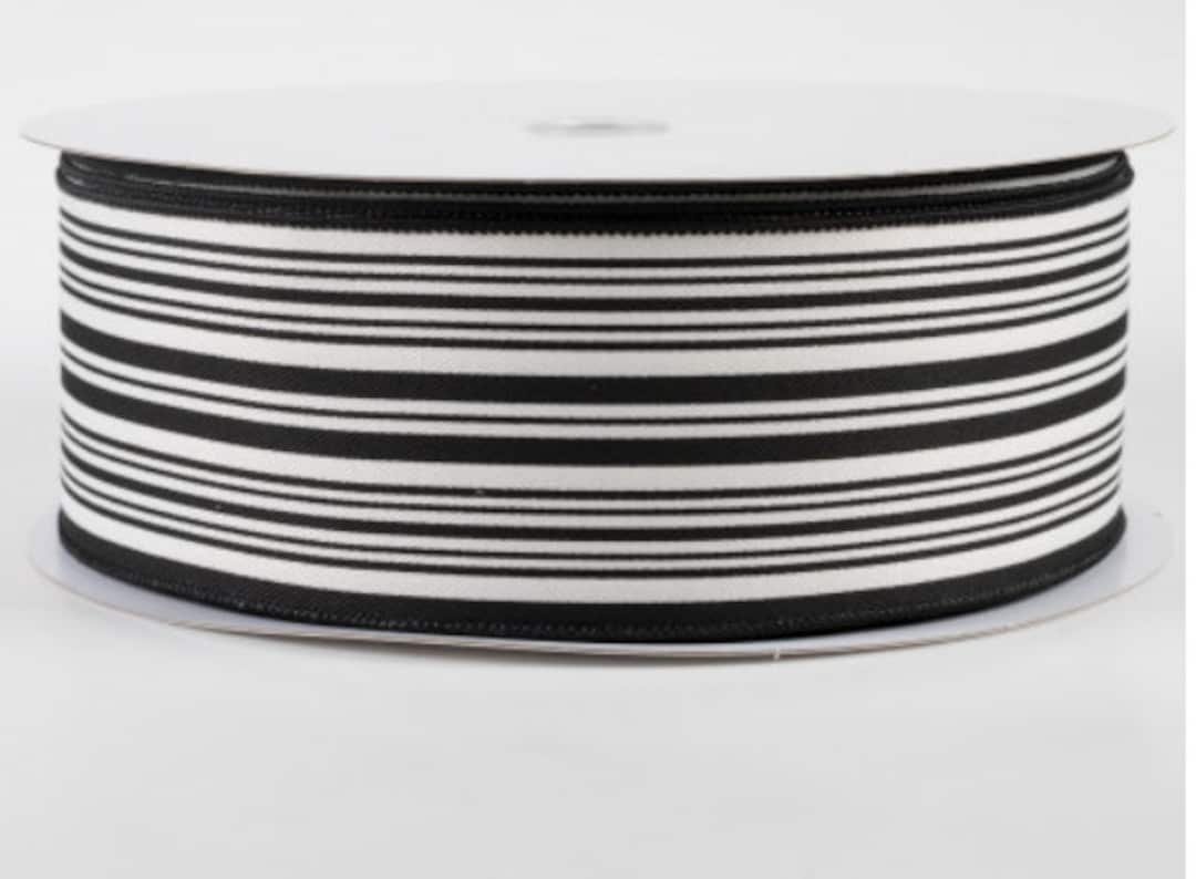 2.5 Ticking Stripe Linen Ribbon: Ivory & Black - Etsy