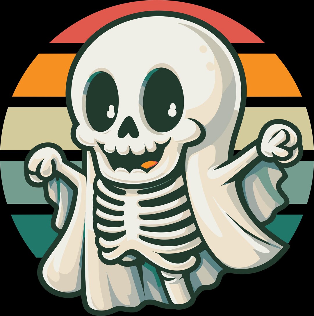 Spooky Halloween Skeleton Ghost PNG - Etsy