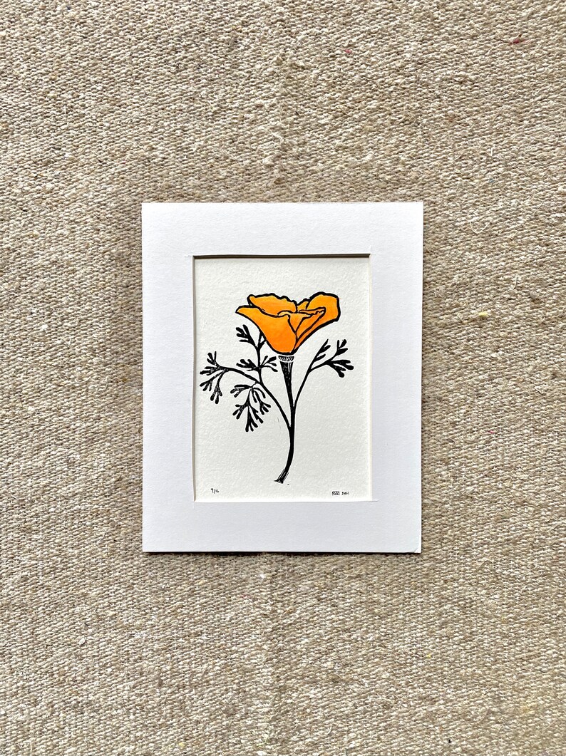 California Poppy Block Print - Etsy