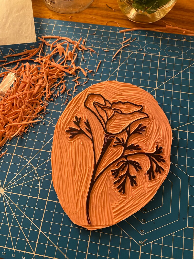 California Poppy Block Print - Etsy