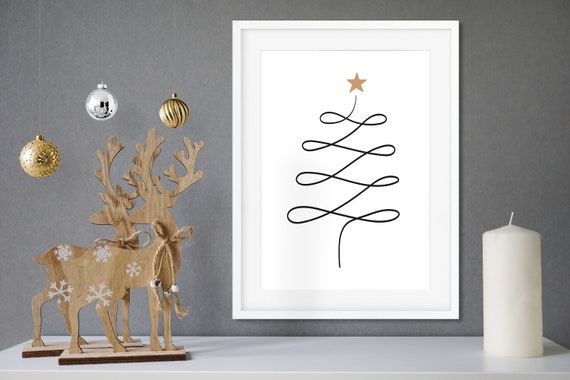 Christmas/winter Line Art Christmas Tree Minimalistic Print - Etsy
