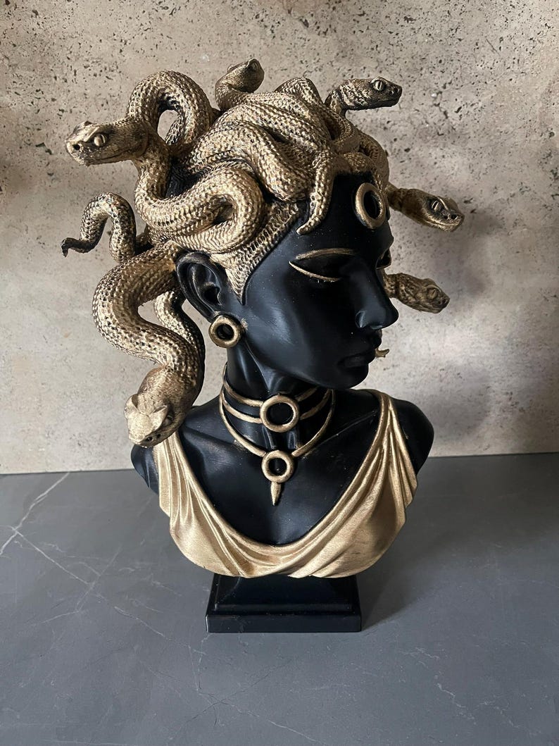 Medusa Bust Sculpture Greek Goddess Statue Gothic Decor Mythology Home ...