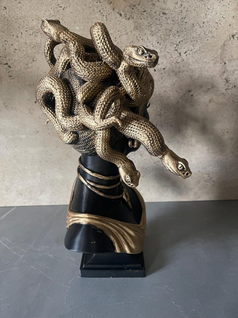 Medusa Bust Sculpture Greek Goddess Statue Gothic Decor Mythology Home ...