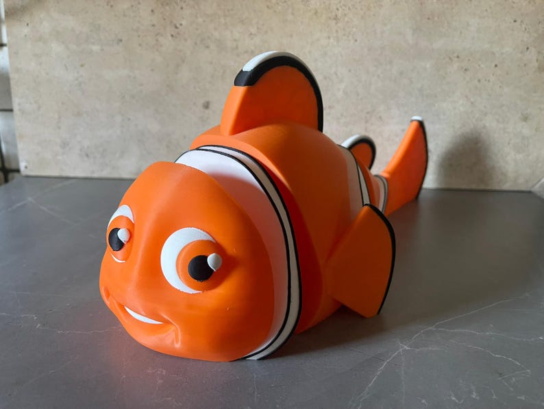 Giant Articulated Clownfish 36cm, Flexible Orange Marine Figurine ...
