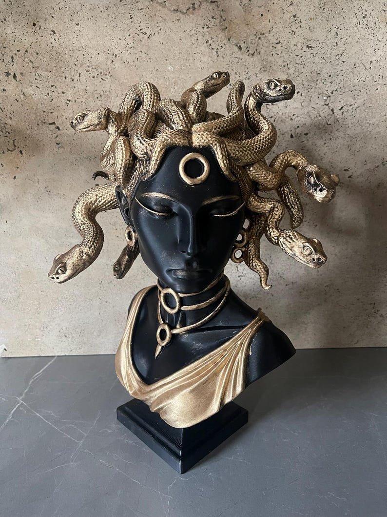 Medusa Bust Sculpture Greek Goddess Statue Gothic Decor Mythology Home ...
