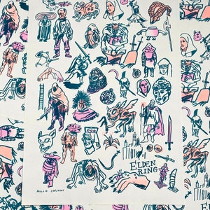 Elden Ring Illustration- A3 Risograph Print - 3 Colour Illustrated ...