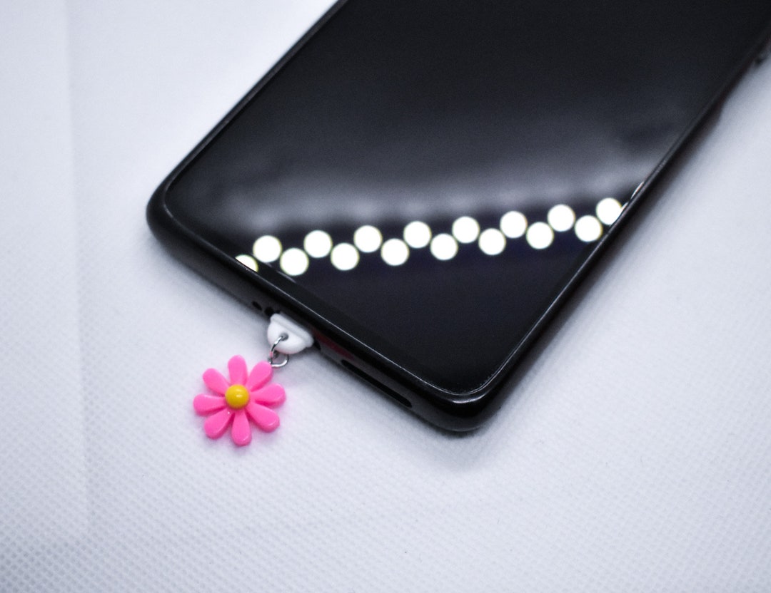 Pink Flower Phone Dust Plug, Cute Phone Charms Accessories, iPhone ...