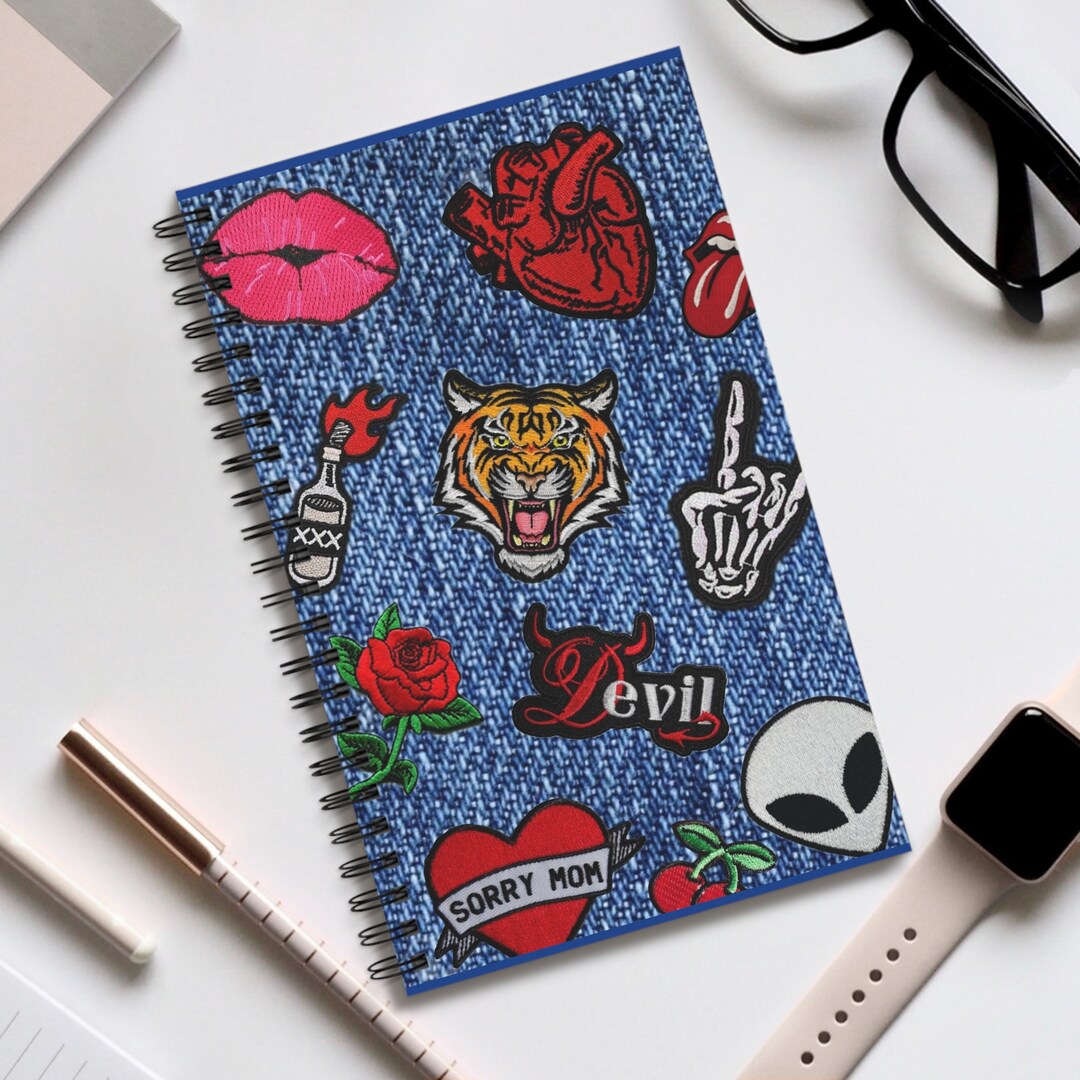 Spiral Journal Notebook Denim Patches, Quirky Teen Gifts, Notebook ...