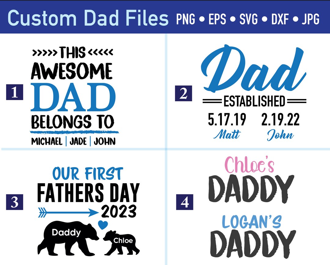 Custom Dad Names SVG: Father's Day Cut Files (digital) - Etsy