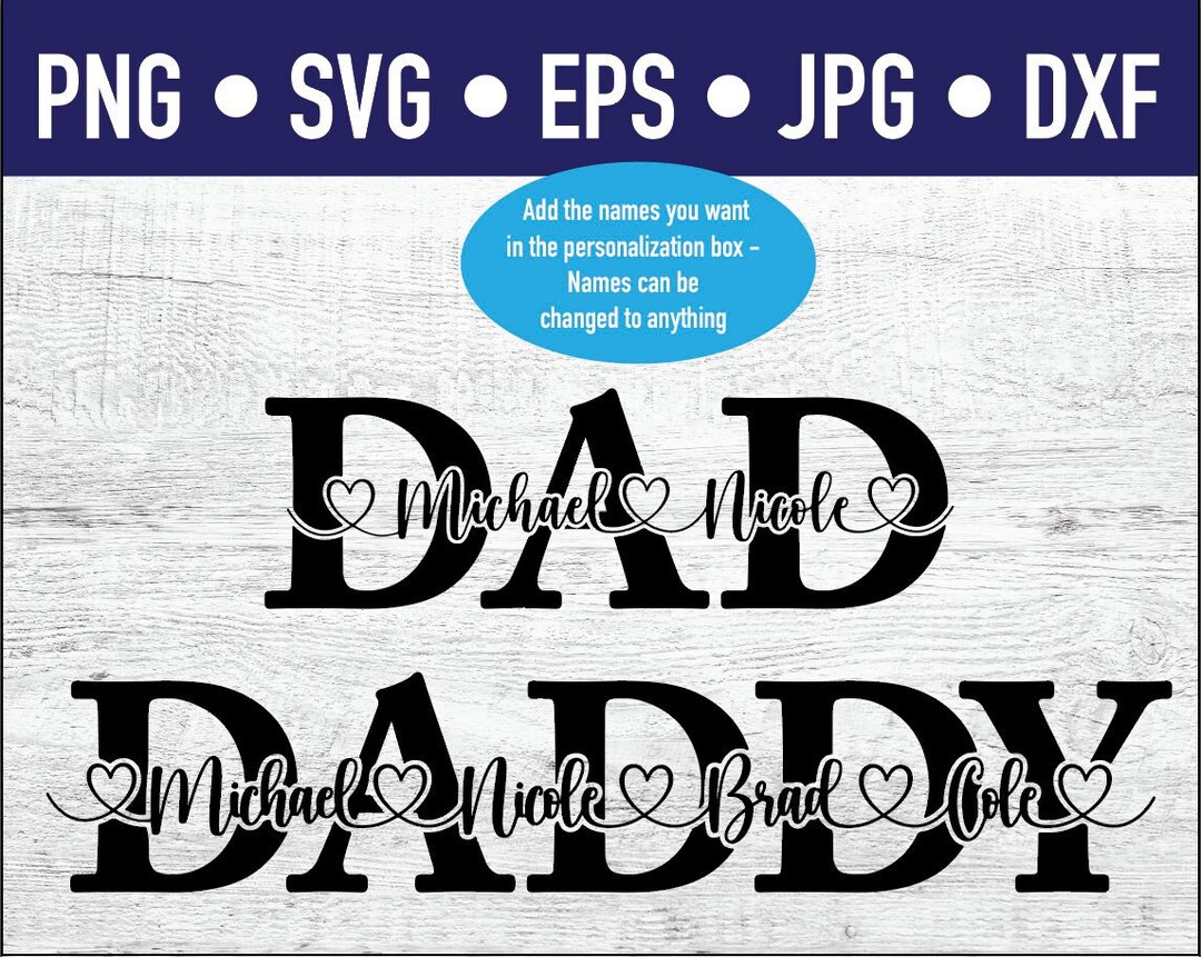 Custom Father's Day Svg Png | Personalized Monogram Dad SVG Png | Split ...