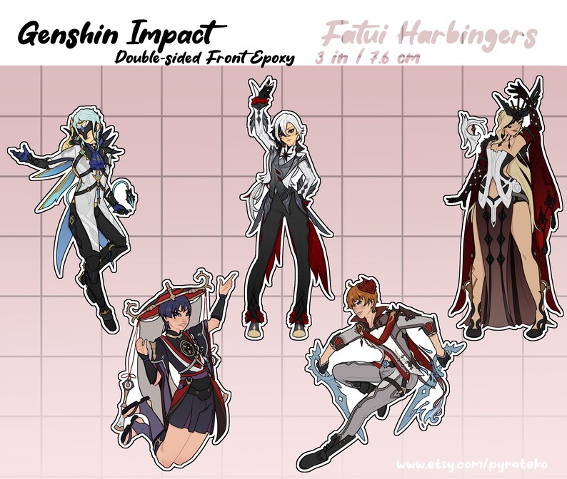 Genshin Impact Fatui Harbingers Acrylic Keychain Charm - Etsy