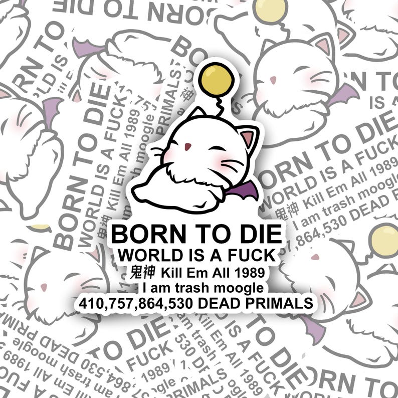 Final Fantasy 14 Moogle 3" Vinyl Sticker "born to Die" - Etsy