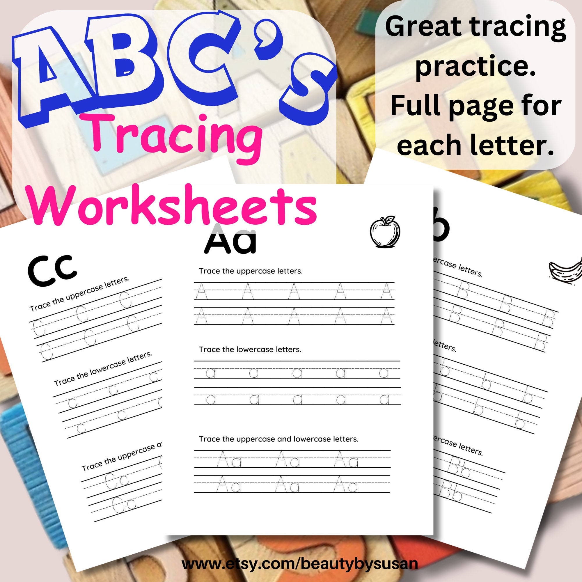 Abcs Tracing Worksheets Alphabet Tracing Children's Tracing Worksheets ...