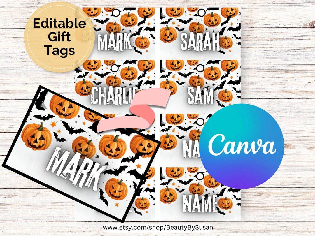 Editable Halloween Gift Tags | Personalized Gift Tags | Pumpkin and ...